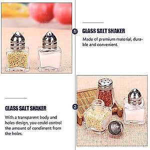Glass Containers with Lids Small Salt and Pepper Shakers, Mini Glass Seasoning Jars Glass Cube Body Shakers for Wedding, Party, Restaurant, Beach Vacation Home Kitchen Supplies