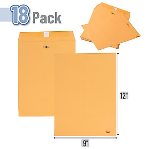 Mr. Pen- Clasp Envelopes,18 Pack, 9x12, Brown Kraft, Letter Size Envelopes, Brown Envelopes, Document Envelope, Clasp Kraft Envelopes, Clasp and Gummed Closure Envelopes.