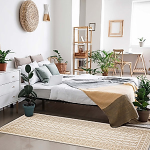 eCarpetGallery Runner Rug for Hallway Kitchen 12 feet Long Jute Style Textured Taupe Carpet Runner, 368014