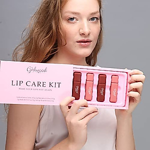 Lip Care Set.Made in Ukraine. Clear Gloss Oil, Balm, Plumper Overnight Mask, Scrub - 4 Lip Care Products - Lip Gloss Kit 4 in 1 - Exfoliator & Moisturizer, Treatment & Repair
