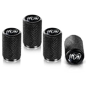 Metal Auto Tire Valve Stem Compatible with Dodge Hell Cat Charger Viper Demon Tyrannosaurus Rex Mammoth Durango Ram Horn Trim Accessories 4pcs Black