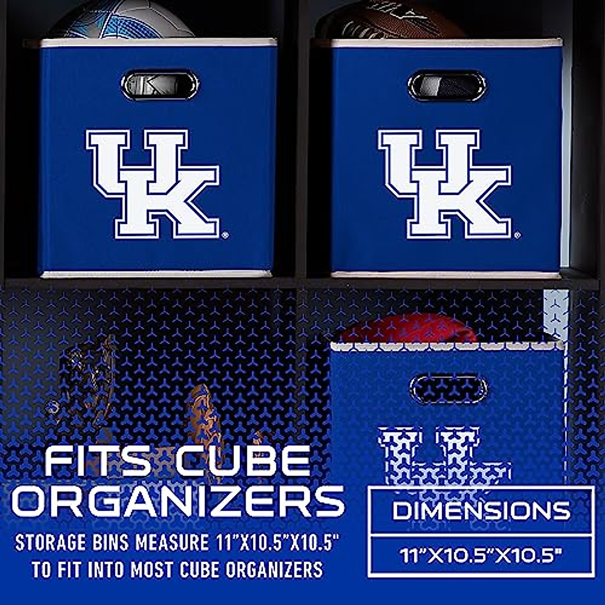 Franklin Sports NCAA Kentucky Wildcats Collapsible Storage Bin - Made to Fit Storage Bin Shelf Organizers - 10.5" x 10.5"