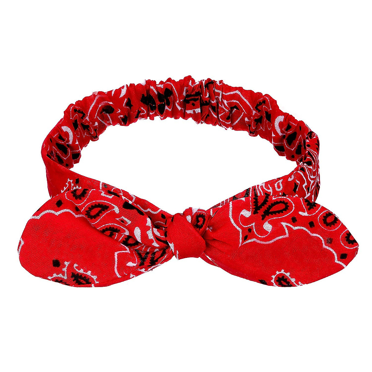 Hicarer 4 Pcs Bandana Headband for Women Knot Retro Print Headbands Paisley Print Headband Red Blue Black White Adjustable Headwrap