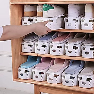 Antigo Shoe Slots Organizer，20 Pcs Adjustable Shoe Stacker for Closet Organization, Double Deck Shoe Rack Holder Storage Space Saver (White)