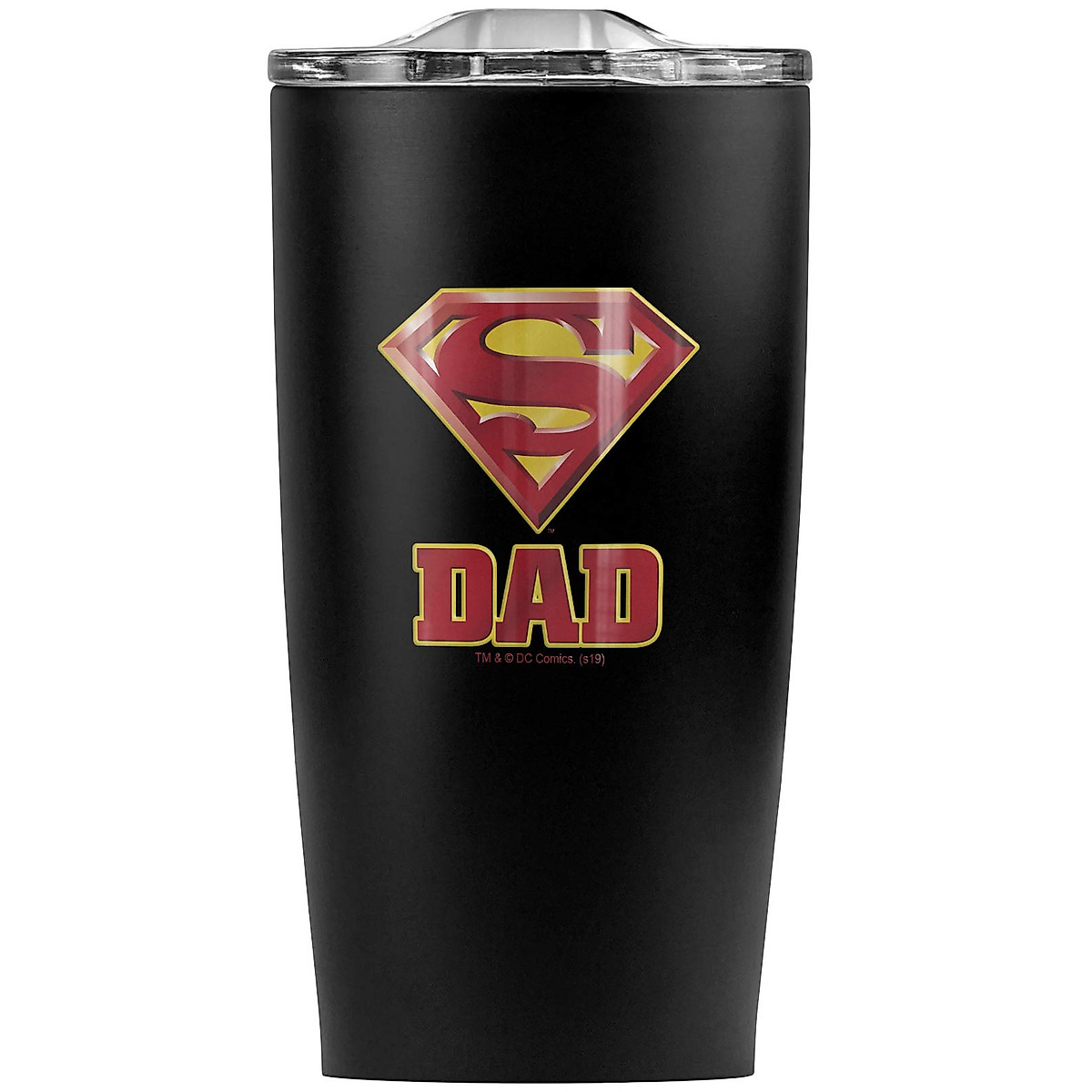 Superman Super Dad Shield Logo Stainless Steel Tumbler 20 oz Coffee Travel Mug/Cup, Vacuum Insulated & Double Wall with Leakproof Sliding Lid | Great for Hot Drinks and Cold Beverages