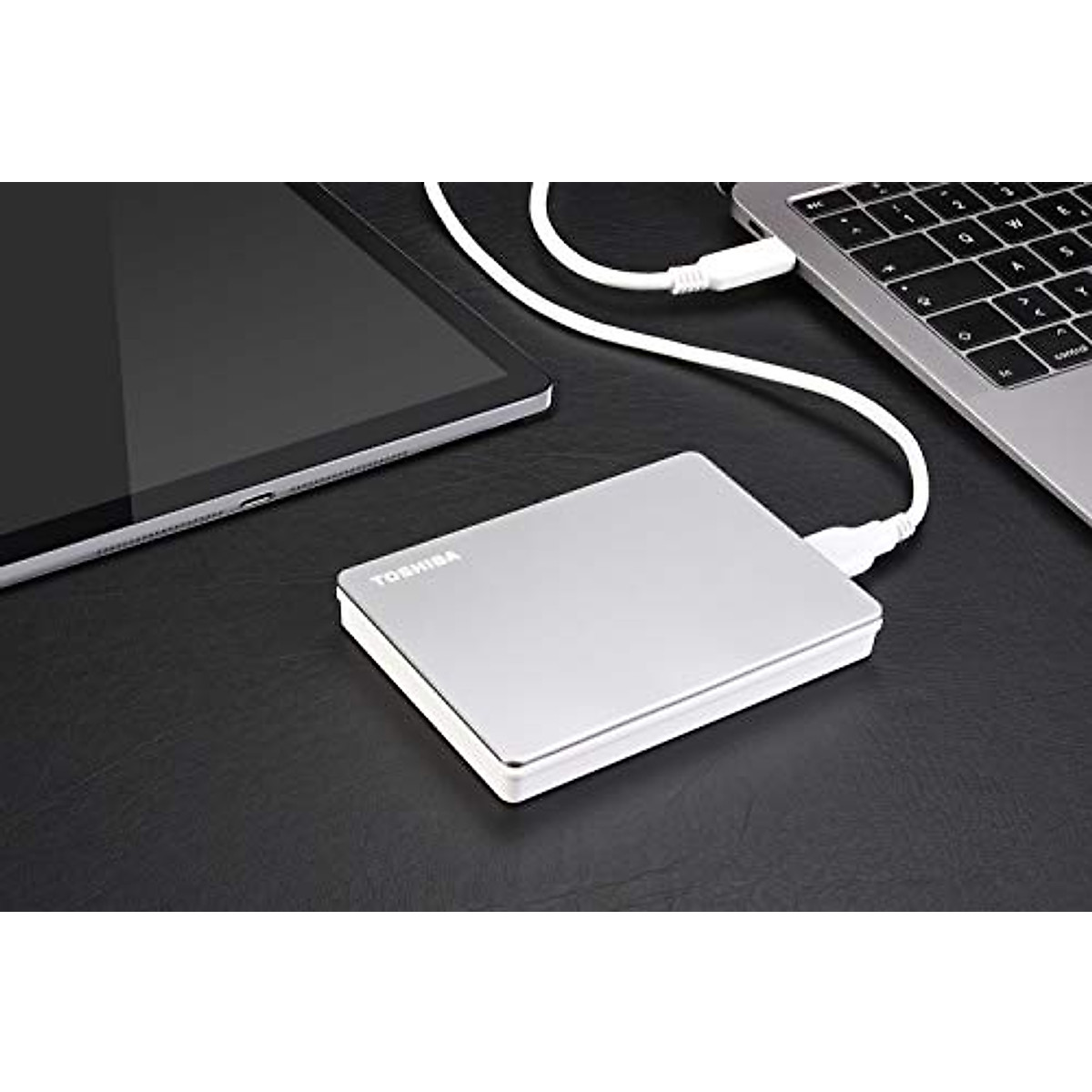 Toshiba Canvio Flex 4TB Portable External Hard Drive USB-C USB 3.0, Silver for PC, Mac, & Tablet - HDTX140XSCCA