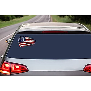 Shop Shop Tattered American Flag Pack of 2 Vinyl Sticker US Flag Bumper Stickers for Cars Trucks Laptops Water Bottles Windows | Red & Blue | 6.5 x 3.8 Inch