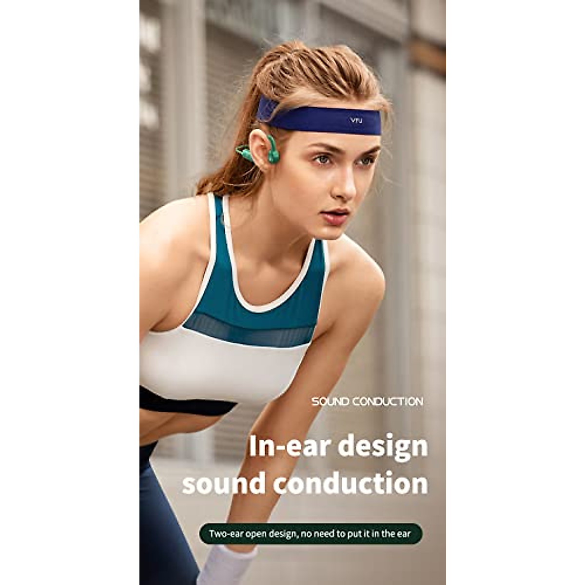TEDATATA New Sports Bone Conduction Bluetooth Headset Sound Guide Listening to Songs not in Ear Music Driving Listening to Books Running for Women(Green)