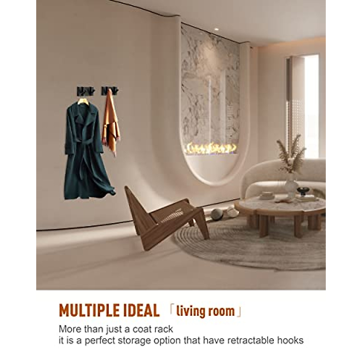 MrsJeggy 2 Pack Waterproof Folding Hideaway Coat Hooks，Retractable Hook，Space-Saving Hanger，Coat Hooks Wall Mounted，Aluminum Heavy Duty Wall Hooks，Wall Mounted Folding Coat Rack for Hat，Towel，Bag，Key