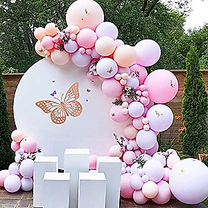 180pcs Pastel Pink Purple Balloon Garland Arch Kit Butterfly Stickers Baby Shower Decorations for Girl Birthday Party Bridal Shower Bachelorette Engagement Party Decorations by QIFU