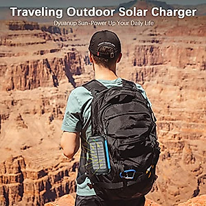 Dyuanup 20,000mAh Solar Charger Power Bank 2LED Flashlight IP65 Waterproof with Dual USB Outputs and Type C Input/Output Built-in Solar Panel for Outdoor Camping for All Cell Phones (Blue)