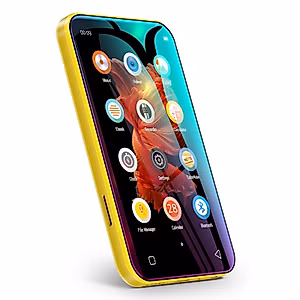 TIMMKOO 72GB MP3 Player with Bluetooth, 4.0" Full Touchscreen Mp4 Mp3 Player with Speaker, Portable HiFi Sound MP3 Player with Bluetooth, Voice Recorder, E-Book, Supports up to 512GB TF Card (Yellow)