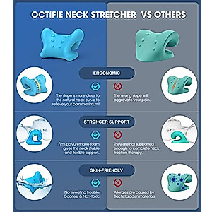 Octifie Odorless Neck Stretcher for Neck Pain Relief, Ergonomic Neck Cloud Cervical Traction Device Chiropractic Pillow for Spine Alignment, Neck and Shoulder Relaxer for TMJ Headache Muscle Tension