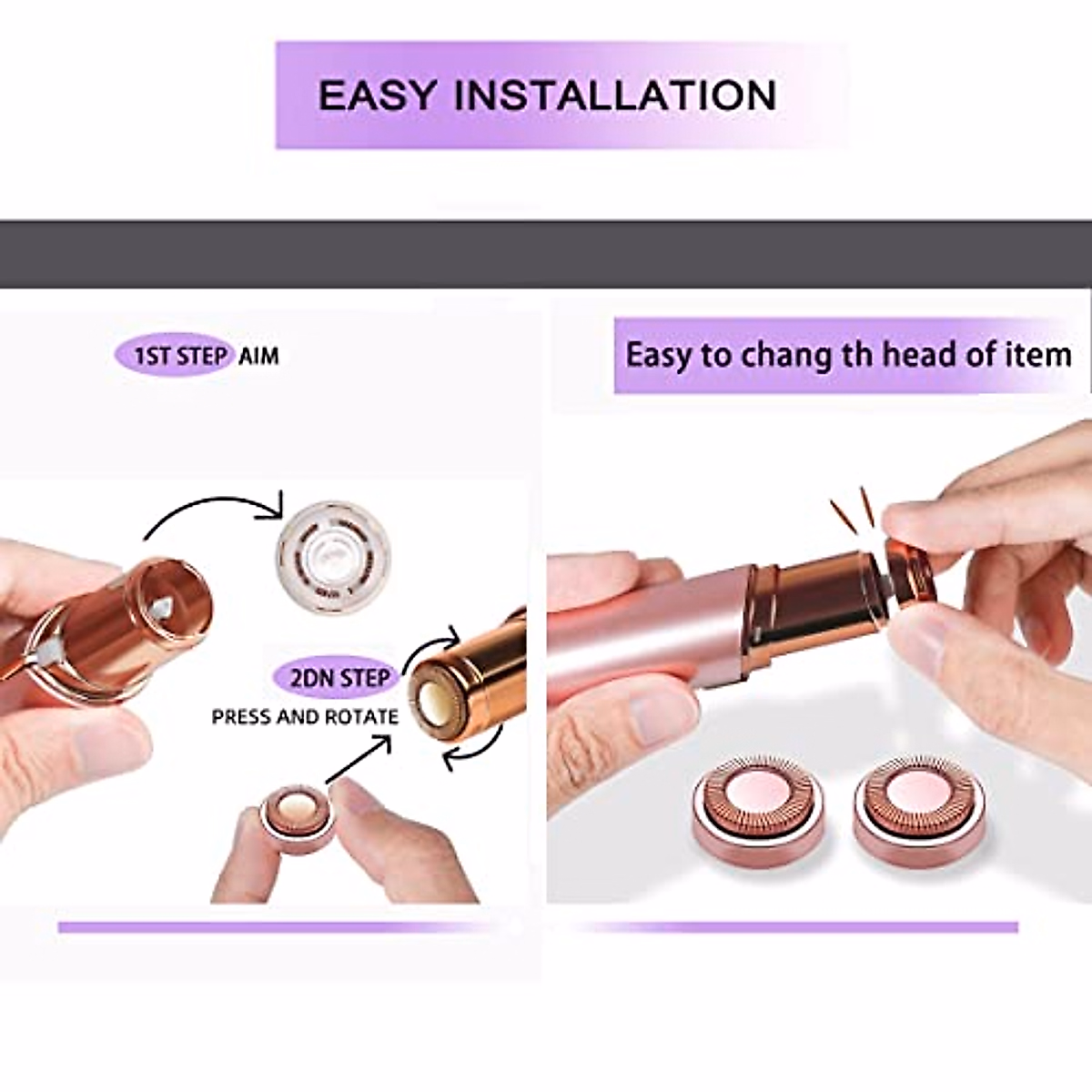 Facial Hair Remover Replacement Heads for Gen 1 Finishing Touch Flawless Facial Hair Removal Tool for Women,18K Gold-Plated Rose Gold 4 Count,First Generation by BECHY