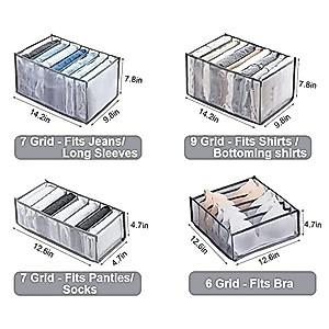 6 Packs Clothes Drawer Organizer,Closet Organization,Clothes Organizer for Folded Clothes,Mesh Separation Box for Thin Jeans,Foldable Closet Drawer Storage Box,for Thin Jeans,Pants,T-Shirts,Leggings