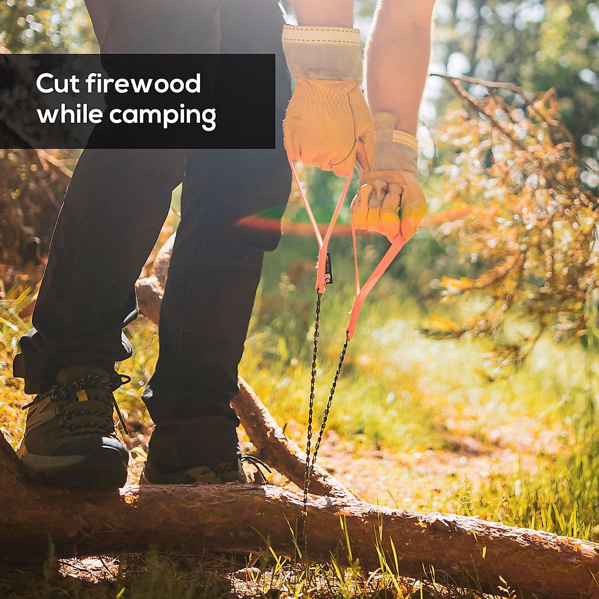 Nordic Pocket Saw 36 Inch Pocket Chainsaw with 50 Bi-Directional Teeth for Clearing Trails - Handy Backpacking Saw with Extra Large Nylon Handle Loops - for Survival and Emergency Situations