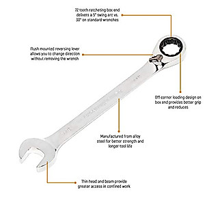GEARWRENCH 12 Pt. Reversible Ratcheting Combination Wrench, 7/16" - 9527N