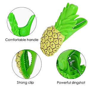 CAIRIAC Beach Towel Clips, Plastic Clothespins Towel Laundry Clips, Clothes Towel Pins for Beach Pool Party Hot Spring Chair (Pineapple, 4 Pcs)