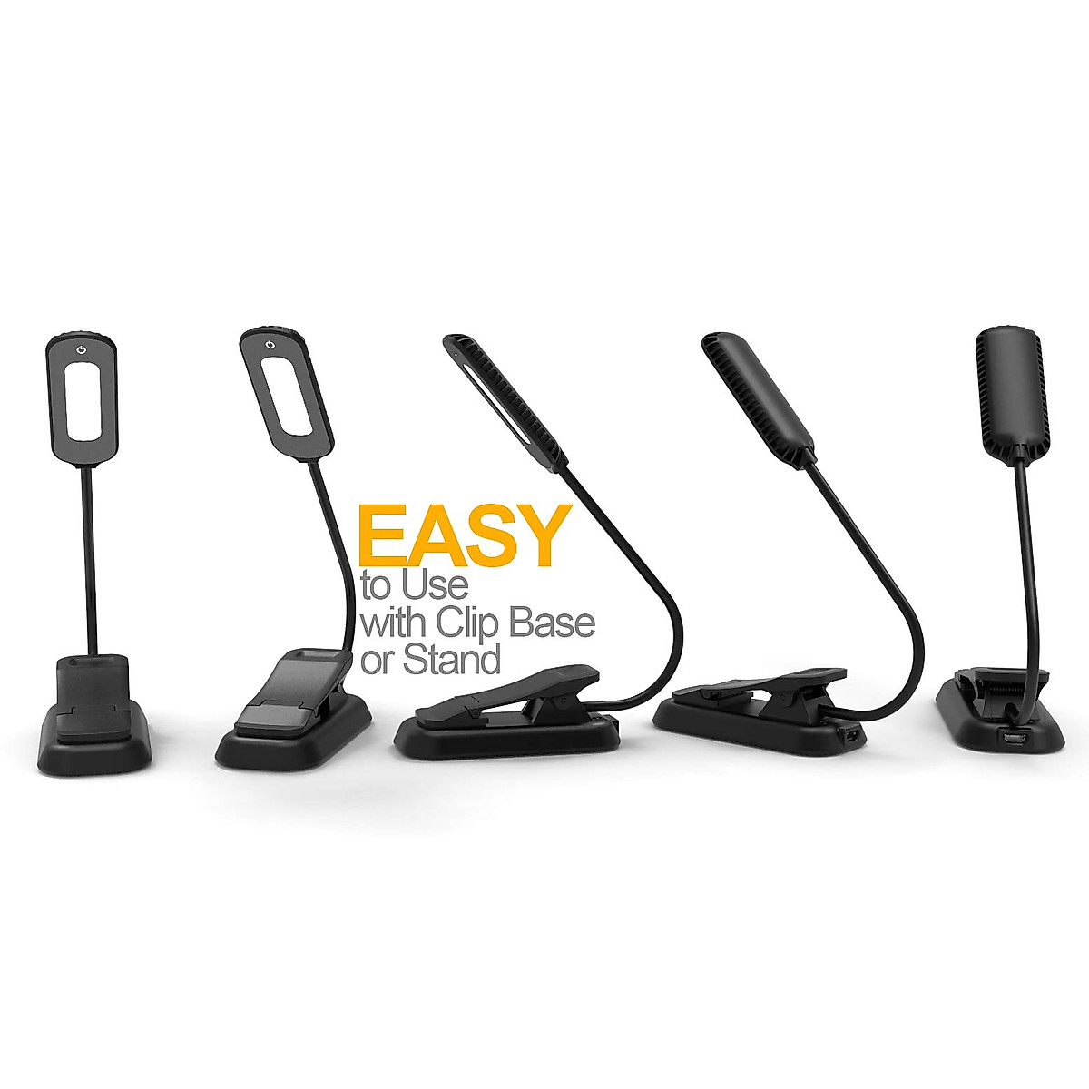 Book Light, PERFECTDAY 12 LED USB Rechargeable Reading Light with 3-Level Brightness for Eye Protection Night Reading Lamp