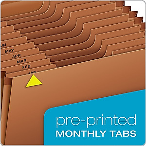 Globe Weis /Pendaflex Heavy Duty Expanding File with Flap, 12 Monthly Pockets, 1/3 Cut Tabs, Brown, Letter Size (R117MLHD)