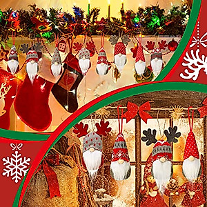 Christmas Tree Hanging Gnomes Elf Gnome Plush Christmas Ornaments Elk Swedish Handmade Gnome Decor Mini Halloween Gnomes Scandinavian Santa Holiday Decoration for Walls Stairs Windows(8 Pieces)