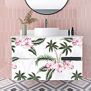 WESTICK Floral Peel and Stick Wallpaper for Bathroom Waterproof Botanical Wallpaper Stick and Peel Boho Floral Contact Paper for Cabinets Bedroom Walls Drawers Countertops Nursery Room 17.75 x 118 in