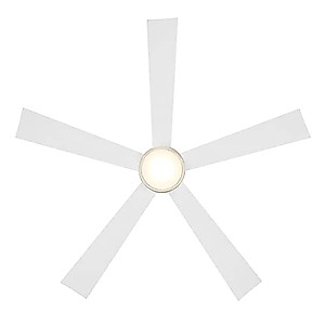 Wynd Smart Indoor and Outdoor 5-Blade Ceiling Fan 60in Matte White with 3000K LED Light Kit and Remote Control works with Alexa, Google Assistant, Samsung Things, and iOS or Android App