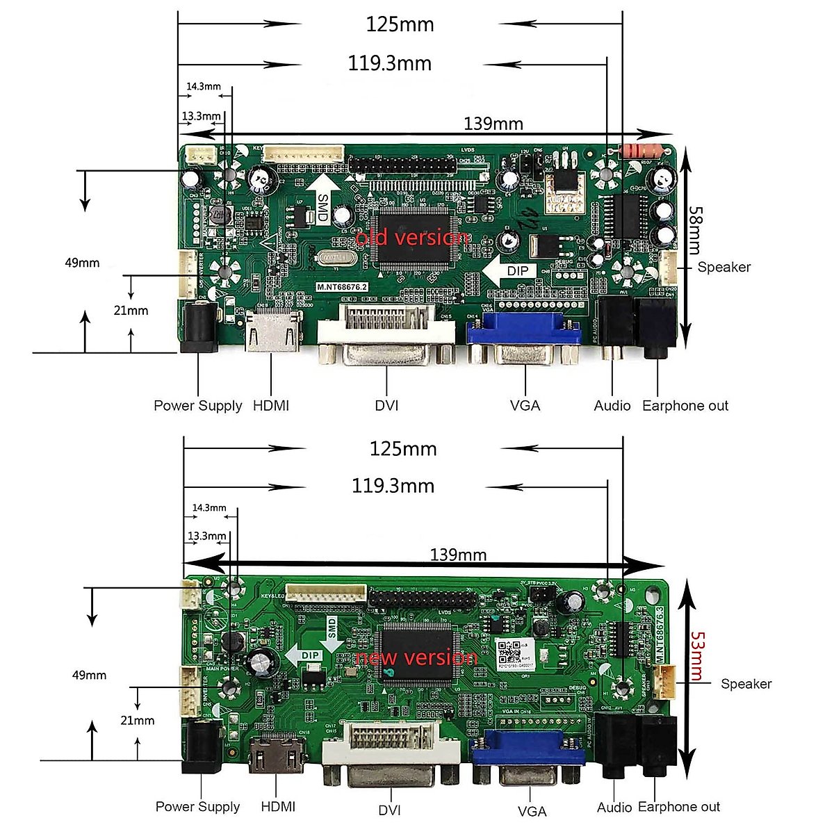 HDMI+VGA+DVI+Audio Input LCD Controller Board For LP156WF6 SP 11.6" 13.3" 14" 15.6" 17.3" 1920x1080 30Pins edp LCD Screen