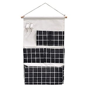 croselyu Home Multifunctional Hanging Bag Dormitory Fabric Hanging Basket Miscellaneous Organizer Bathroom Wall Hanging Bag Behind Door Wall Storage (Black)