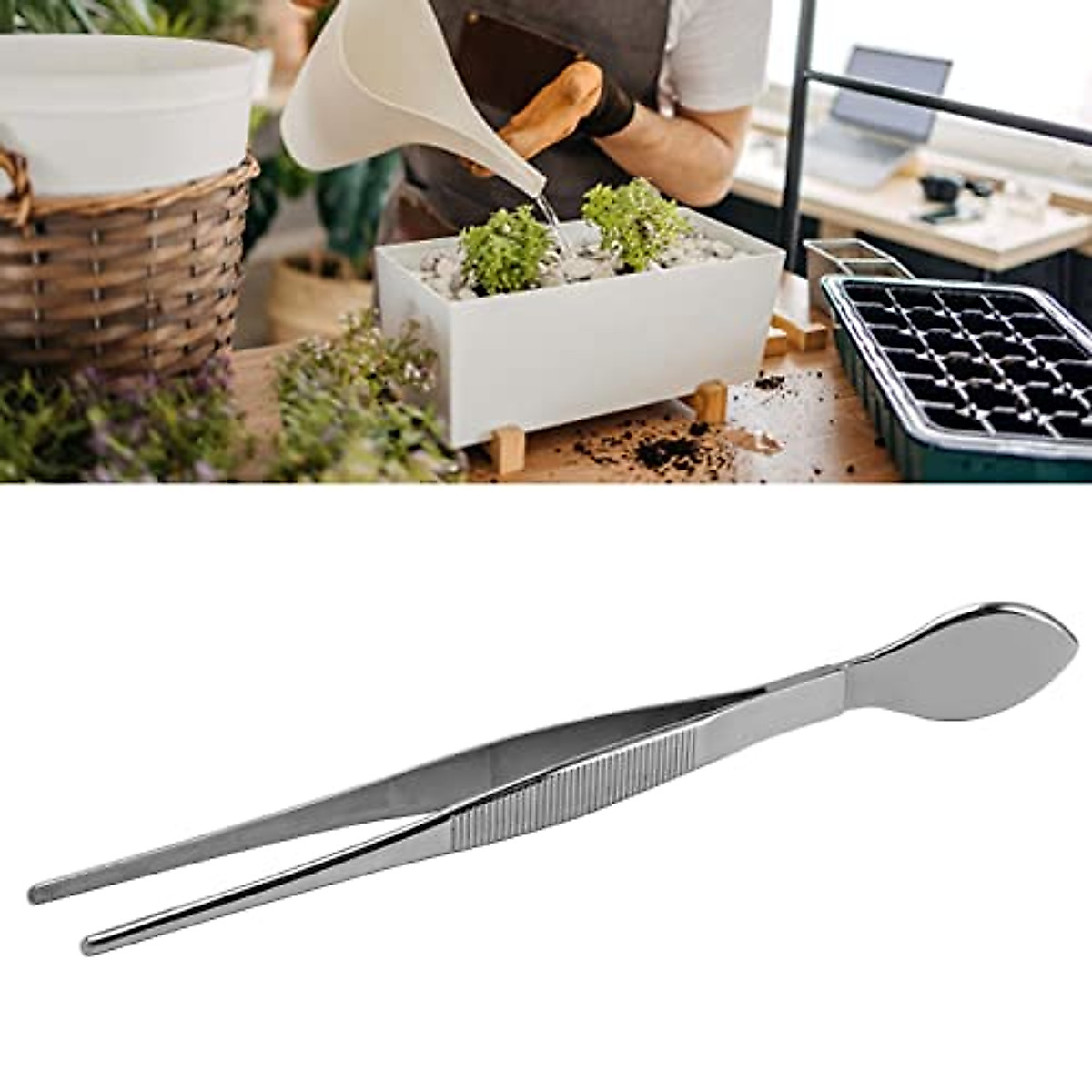 Bonsai Tweezers, Rustproof Bonsai Spatula Tweezers Soil Loosening Tool Straight Tip Easy Maintenance for Courtyard