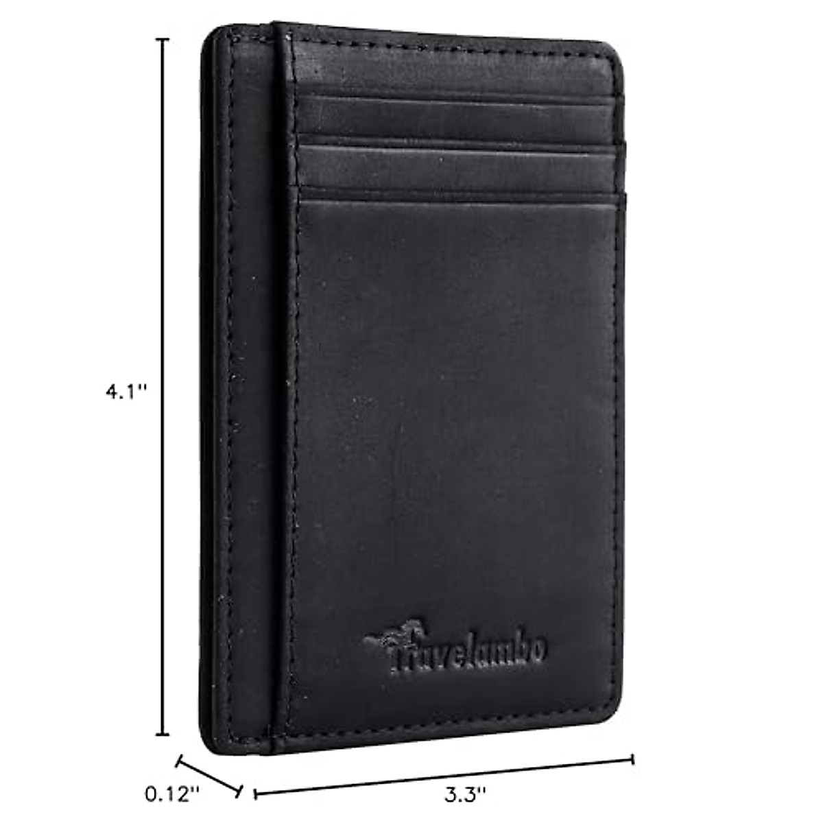 Travelambo Slim Wallet Front Pocket Minimalist Leather RFID Blocking Medium Size