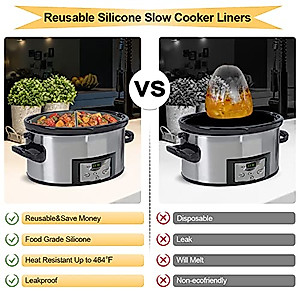 YQL Silicone Slow Cooker Liner, Slow Cooker Divider Liner Fit for Crockpot & Hamilton Beach 6-7QT Reusable Slow Cooker Liner for Most 6 Quart Slow Cooker(Upgraded Thick)