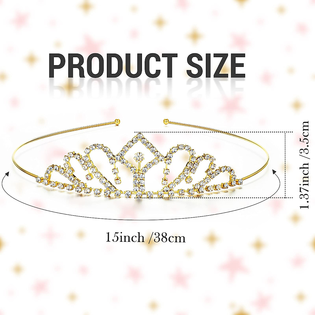 Haull 16 Pieces Girls Colorful Crystal Rhinestone Tiara Headband Princess Crown for Birthday Parties, Hair Styling, School Activities, Festival Celebrations