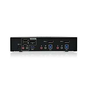 IOGEAR 2-Port DisplayPort KVMP Switch - 4K 60Hz - 2-Port USB 3.1 Hub 5Gbps - Keyboard Mouse Input - 7.1 HD Audio - Front Panel Selector - TAA Compliant - Mac/Win - GCS1932