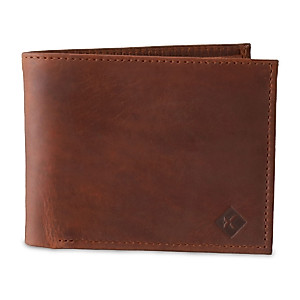 Kolossus Wallet for Men, Full Grain Leather, Minimalist Slim, RFID Blocking, Billfold with 6 Card Slots (Brown)