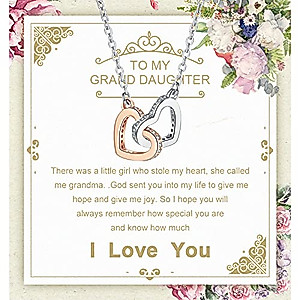 Alittlecare Granddaughter Necklace From Grandmom - Interlocking Heart Necklace Filled With My Love - Gift for Granddaughter On Birthday/Christmas/Mother's day/Graduation/Wedding/Valentines