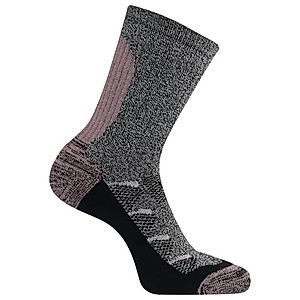 Merrell Moab Hiking Mid Cushion Socks-1 Pair Pack-Unisex Coolmax Moisture Wicking & Arch Support, Crew-Lavender/Charcoal, S/M (Men's 5-8.5 / Women's 5-9.5)