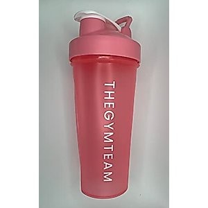 THEGYMTEAM Blender Shaker Bottle 20-ounce, 600ml, The Gym Team Protein Shaker Cup Bottle Gym Water, BPA Free (Pink)
