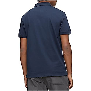 Calvin Klein Men's Smooth Cotton Monogram Logo Polo Shirt, Dark Sapphire, Large