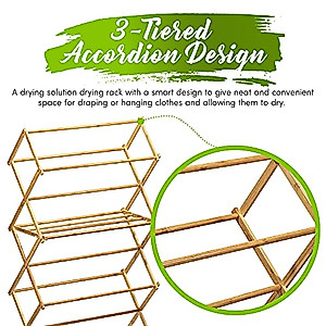 Bartnelli Bamboo Laundry Drying Rack for Clothes, Wood Clothing Dryer, Extreme Stability, Heavy Duty Built, Foldable, Collapsible Space Saving | Indoor-Outdoor Use - Pre-Assembled (X-Large - BDR-552)