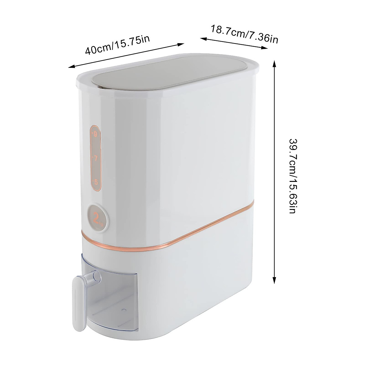 LOYALHEARTDY 22 Lbs Rice Dispenser with Airtight Locking Lid, Large Grain Container Storage with Lid Measuring Cylinder Moisture Proof Household Cereal Dispenser Bucket for Kitchen Soybean Corn