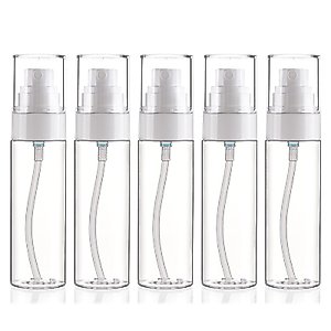 Fine Mist Spray Bottle Plastic Spray Bottles 2oz/60ml 5 Pack Makeup Setting Spray Bottle TSA Approved Empty Cosmetic Refillable Travel Bottle Containers Sprayer for Water,Perfume,Essential Oils,Skincare Makeup Lotion,Face & Hair Mist