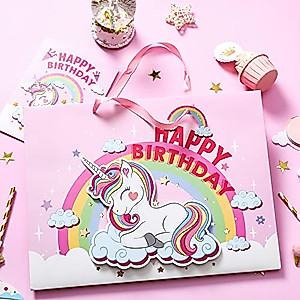 WRAPAHOLIC 16" Extra Large Birthday Gift Bag with Card and Tissue Paper - Fantacy Unicorn Happy Birthday