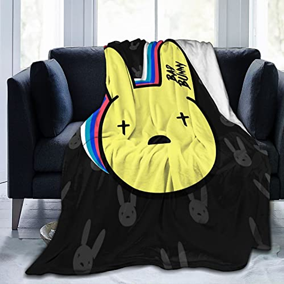 Iosbdnsm Bad Cute Bunny Throw Blanket Living Room Car Bedroom Warm Blankets Air Conditioning Blanket Fans Gifts 80"x60"