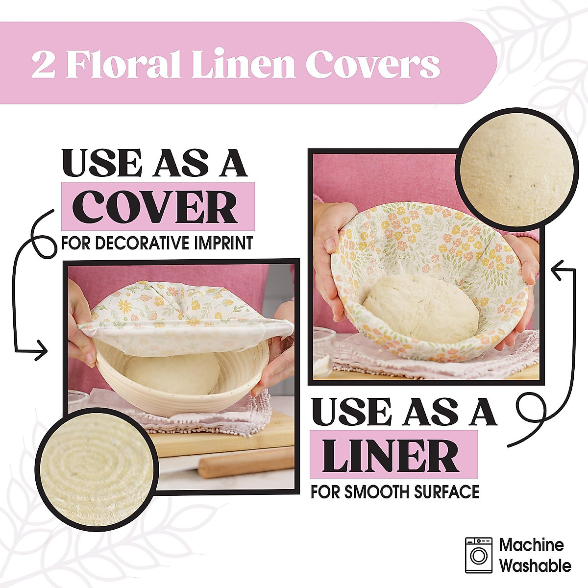 Joyallia Banneton Bread Proofing Basket Set of 2 Round 9 Inch with Bread Lame | Dough Scraper | Dough Whisk | Bowls Cover | Sourdough Kit | Bread Making Tools Gift for Mother, Wife and Bakers