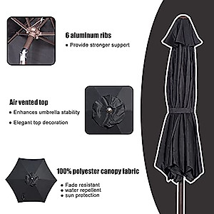 Sundale Outdoor 7.2 ft Patio Umbrella Table Market Umbrella with Push Button Tilt, Polyester Umbrella for Garden, Deck, Backyard, Pool (BLACK)