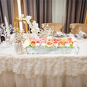 4Pcs Acrylic Flower Vase with 16 Holes,(15.8*4*2.4inch)Decorative Long Clear Vase Modern,Rectangular Acrylic Vases for Wedding Centerpiece Votives Box for Dining Table Reception Home Party Decorations