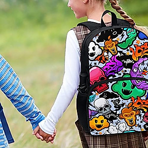 ZOCANIA Funny Backpack Hip Hop Backpack for Kids Girls Boys with Ipad Compartment and Front Pocket, Laptop Backpack Back To School