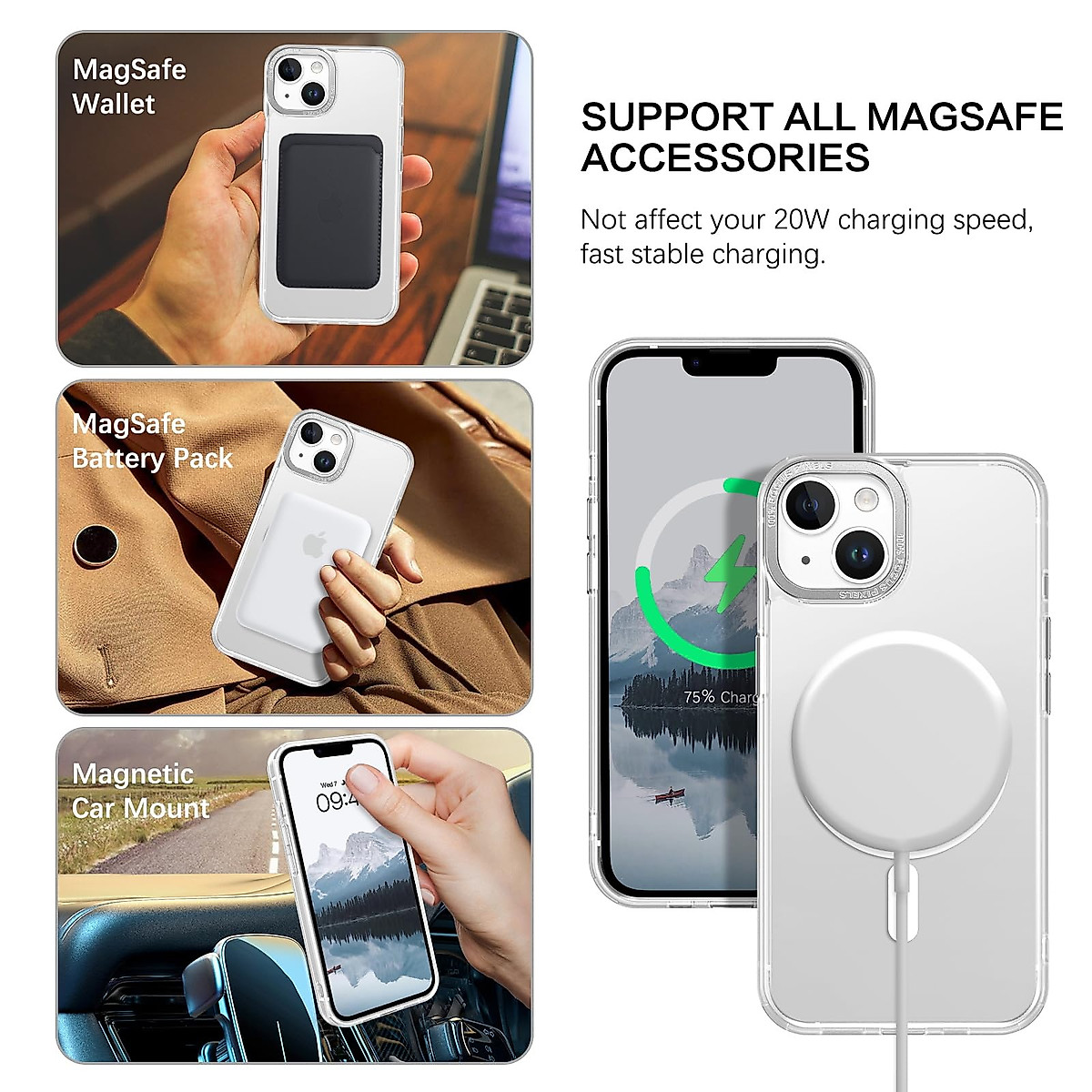 BENTOBEN Magnetic for iPhone 13 Case & iPhone 14 Case [Compatible with Magsafe] Translucent Matte Phone Case iPhone 13/14 Slim Shockproof Women Men Protective Cover for iPhone 13/14 6.1", White