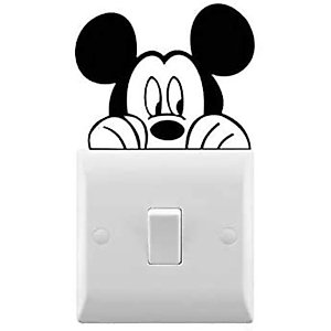 Mickey Mouse Wall Decal Peeking Vinyl Sticker Pack (2 Pack) - 3.5x3.5 Inches - Disney Mickey Mouse Wall Bathroom Room Décor Sticker Decal - For Light Switch Car Truck Van Window Bumper Laptop Tablet